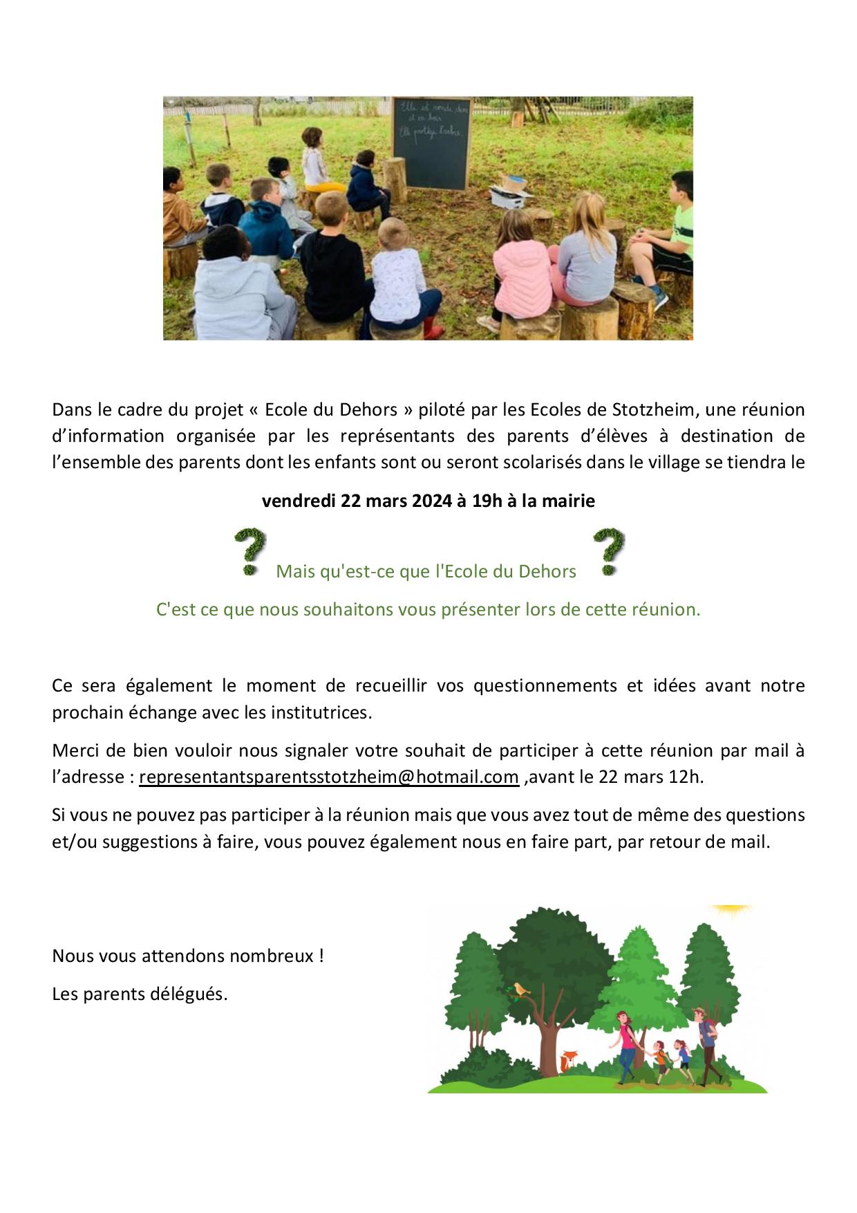 Réunion d'information École de dehors | Portail